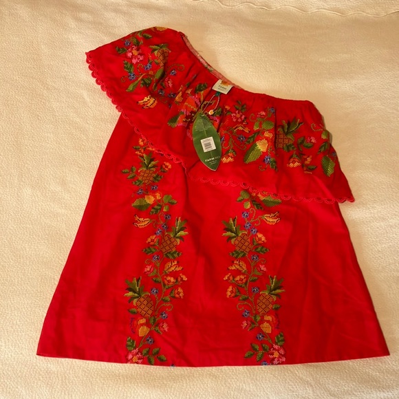 FARM Rio | Dresses | Farm Rio Red Tropical Romance Mini Dress Large ...